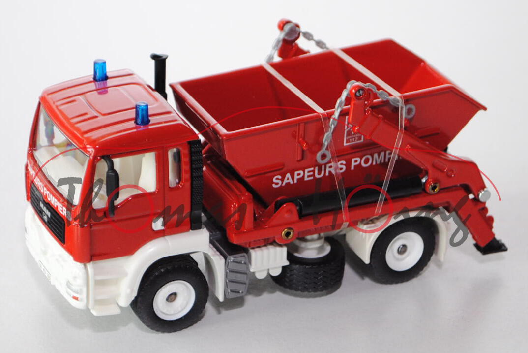 00100 F MAN TGM Absetzkipper Feuerwehr, verkehrsrot/reinweiß, SAPEURS ...