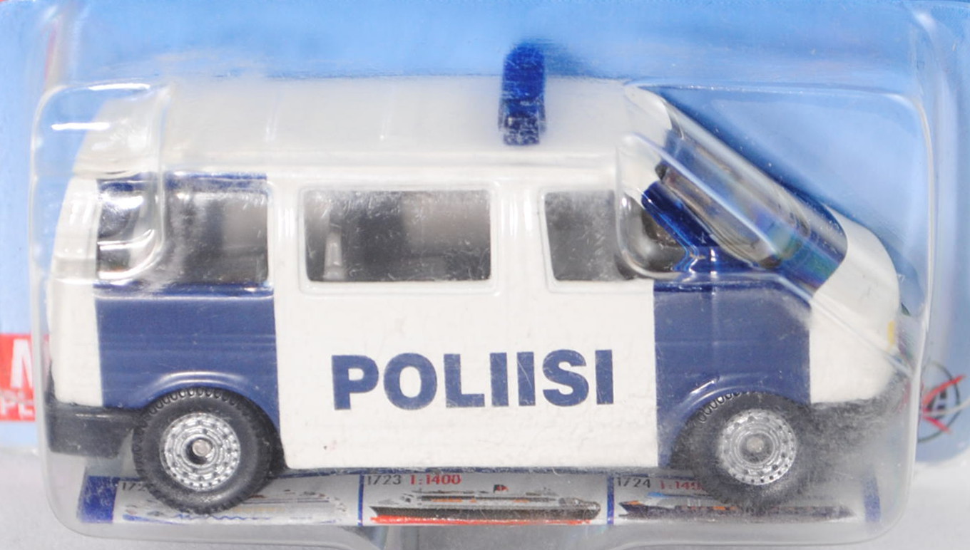 03201 VW T4 GP Caravelle (Mod. 1996-2003) Polizei-Mannschaftswagen, cremeweiß/saphirblau, POLIS ...